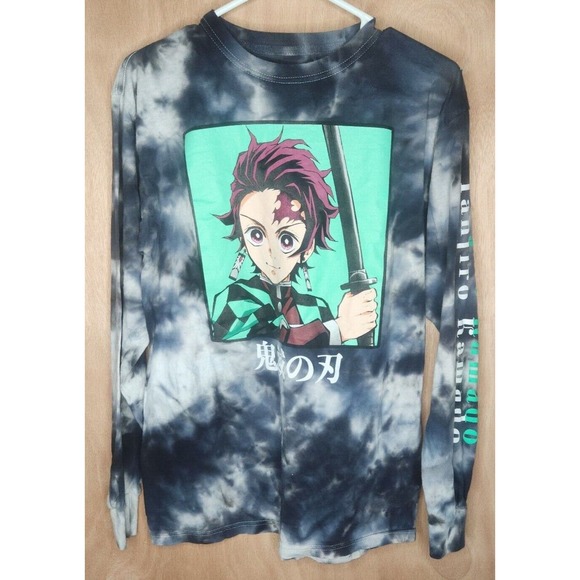 Aniplex Shirts Anime Demon Slayer Kimetsu No Yaiba Tanjiro Kamado Tye Dye Long Sleeve Tshirt